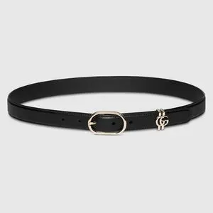 Gucci Belt With Oval Buckle And Double G Detail - Black