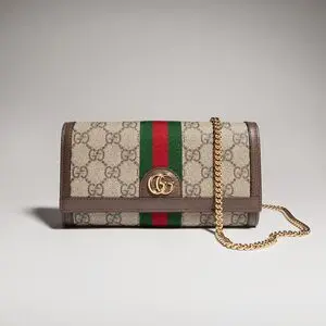 Gucci Ophidia Wallet On Chain Gg Canvas - Beige