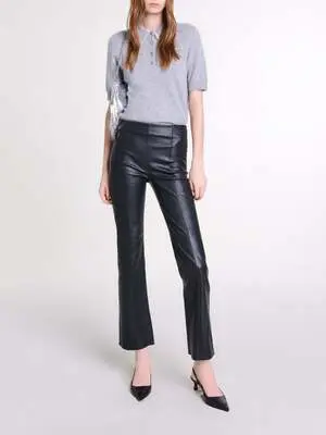 Maje High-waisted Leather Trousers