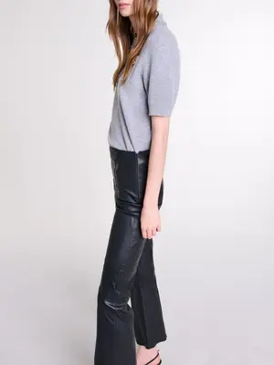 Maje High-waisted Leather Trousers