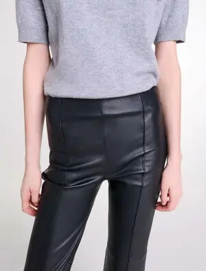 Maje High-waisted Leather Trousers