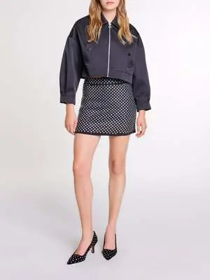 Maje Rhinestone Embellished Mini Skirt - Black