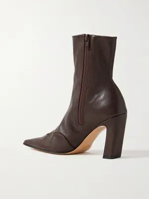 Khaite Nevada Leather Ankle Boots - Brown
