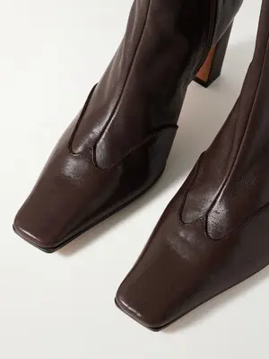 Khaite Nevada Leather Ankle Boots - Brown