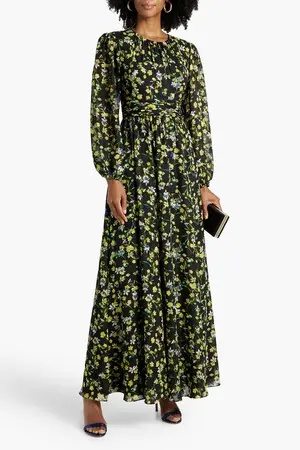 MIKAEL AGHAL Floral-print Chiffon Maxi Dress - Black