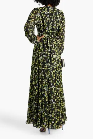 MIKAEL AGHAL Floral-print Chiffon Maxi Dress - Black