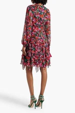 MIKAEL AGHAL Ruffled Floral-print Chiffon Dress