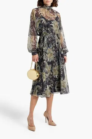MIKAEL AGHAL Paisley-print Chiffon Midi Dress