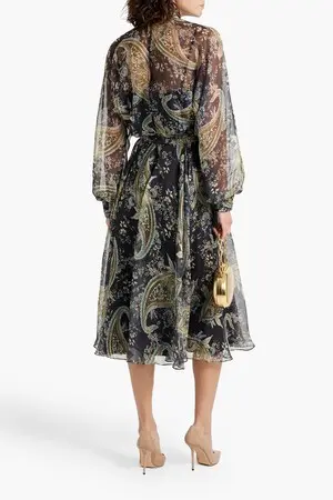 MIKAEL AGHAL Paisley-print Chiffon Midi Dress