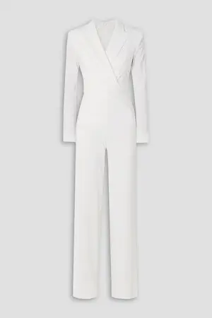 Talbot Runhof Wrap-effect Crepe Jumpsuit - White