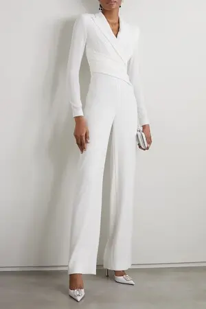 Talbot Runhof Wrap-effect Crepe Jumpsuit