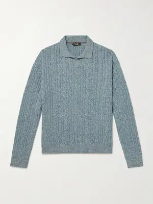 Loro Piana Cable-knit Cashmere Polo Sweater