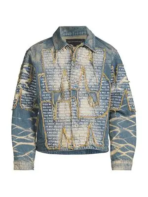 WHO DECIDES WAR Men's WDW Overlay Denim Jacket - Denim  - Denim