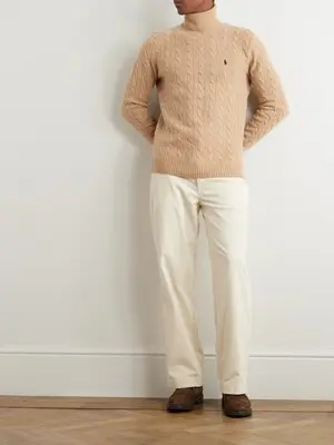 Polo Ralph Lauren Cable-knit Wool And Cashmere-blend Rollneck Sweater - Neutrals
