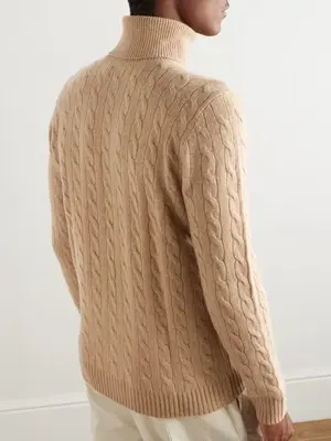 Polo Ralph Lauren Cable-knit Wool And Cashmere-blend Rollneck Sweater - Neutrals