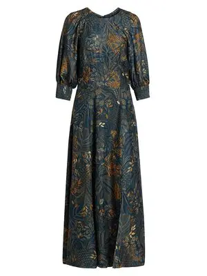 Farm Rio Women's Dotted Forest Maxi Dress - Dotted Forest Teal  - Dotted Forest Teal