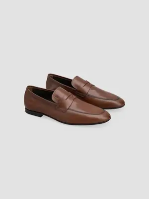 TOD'S Mocassino Cuoio Leather Penny Loafers - Teak