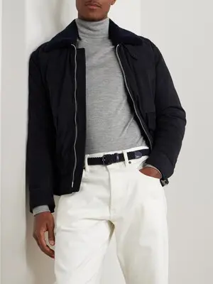 Charvet Leather-trimmed Woven Cord Belt