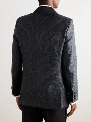 FAVOURBROOK Twill-trimmed Paisley-jacquard Cotton And Silk-blend Tuxedo Jacket