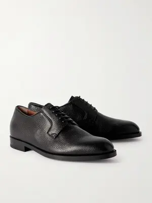 Zegna Classic Flex Full-grain Leather Derby Shoes - Black