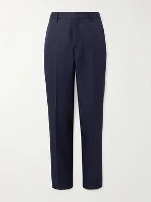 Loro Piana Jarno Straight-leg Wool And Cotton-blend Twill Trousers - Blue