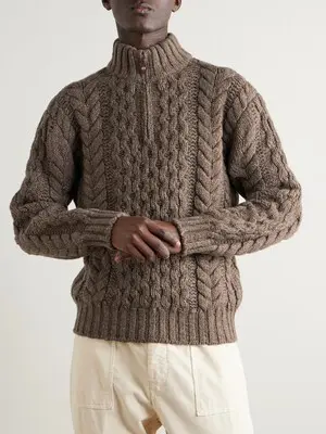 Loro Piana Cable-knit Cashmere Half-zip Sweater