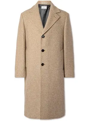Brunello Cucinelli Herringbone Cashmere And Silk-blend Coat