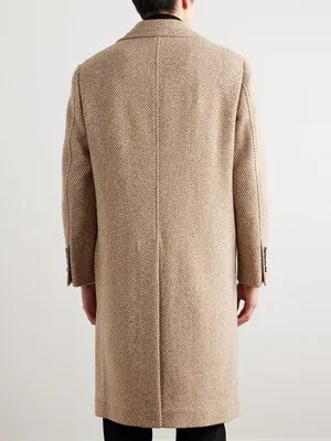 Brunello Cucinelli Herringbone Cashmere And Silk-blend Coat