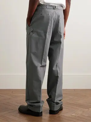 UMIT BENAN Straight-leg Pleated Cotton-blend Trousers