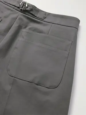 UMIT BENAN Straight-leg Pleated Cotton-blend Trousers