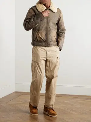 Polo Ralph Lauren Distressed Shearling Bomber Jacket