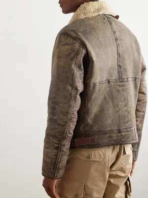 Polo Ralph Lauren Distressed Shearling Bomber Jacket