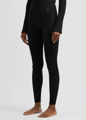 Moncler Logo Ribbed-knit Leggings