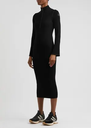Moncler Logo Ribbed-knit Midi Dress