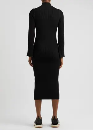Moncler Logo Ribbed-knit Midi Dress