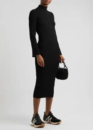 Moncler Logo Ribbed-knit Midi Dress
