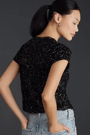 Maeve Sequin T-shirt - Black