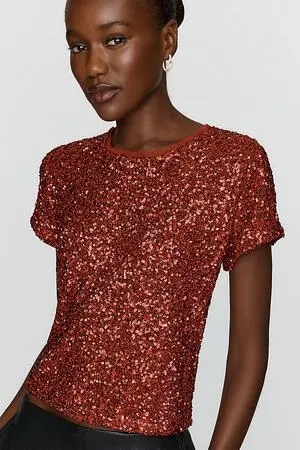 Maeve Sequin T-shirt - Bright Red