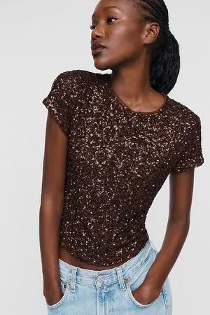 Maeve Sequin T-shirt - Fudge
