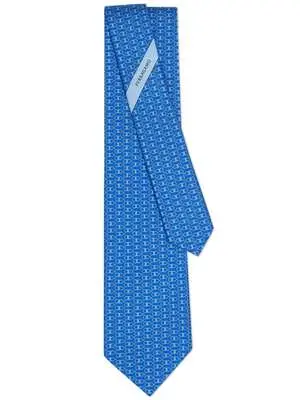 FERRAGAMO Gancini Print Tie - Blue