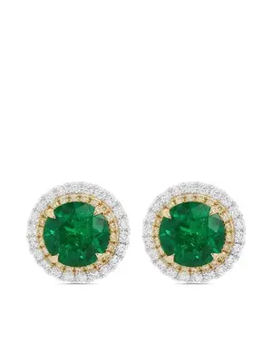 HYT JEWELRY 18k Gold Diamond And Emerald Stud Earrings - White