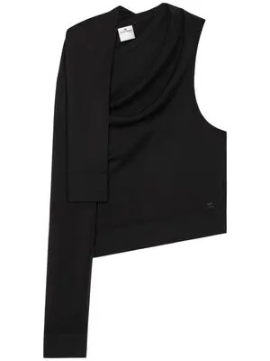 COURREGES Off-shoulder Knitted Top - Black