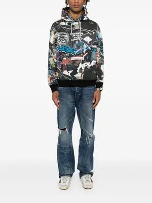 AAPE BY *A BATHING APE Moonface-logo Graffiti-print Hoodie