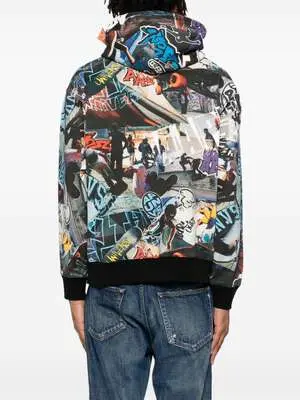 AAPE BY *A BATHING APE Moonface-logo Graffiti-print Hoodie