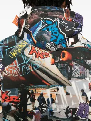 AAPE BY *A BATHING APE Moonface-logo Graffiti-print Hoodie