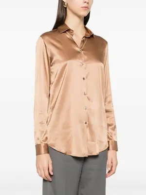 BLANCA VITA Satin Shirt - Brown