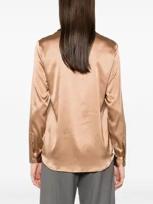 BLANCA VITA Satin Shirt - Brown