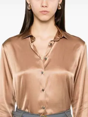 BLANCA VITA Satin Shirt - Brown
