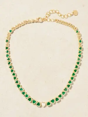 Shay 18-karat Gold, Emerald And Diamond Necklace - Green