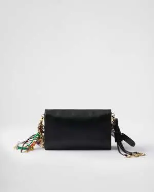 Prada Soft Sound Leather Shoulder Bag With Charms - Black